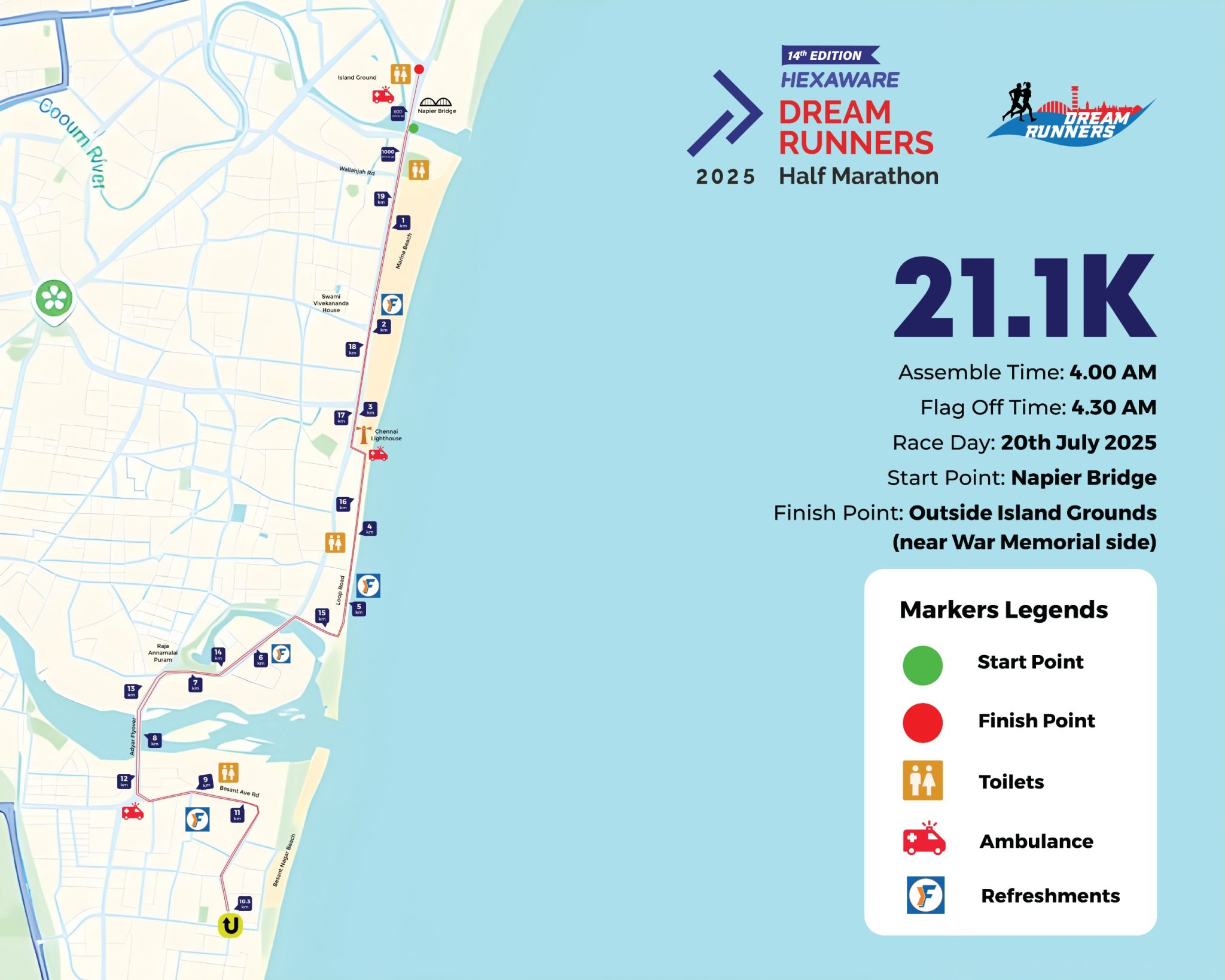 Route Map – Hexaware Dream Runners Half Marathon